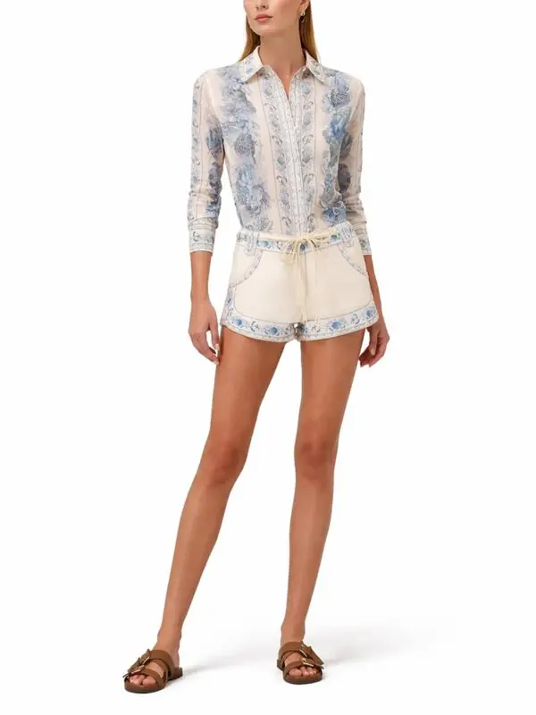 Zimmermann Wanderlust Mini Shorts - Cream