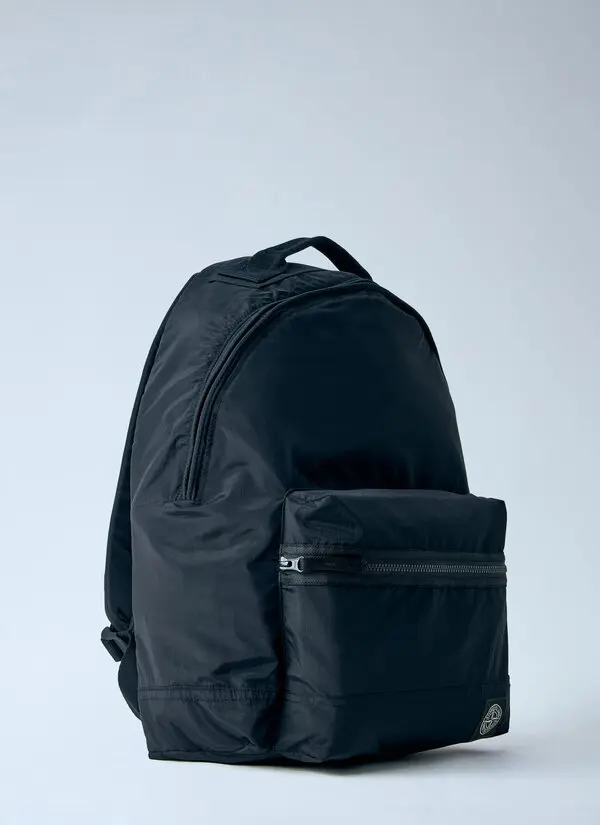 Stone Island Nylon Backpack With Front Zip Pocket - Black