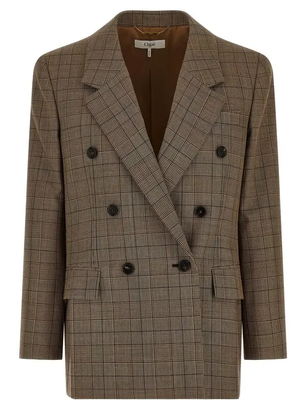 Chloé Check Double-breasted Blazer - Brown