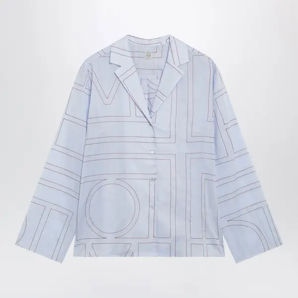 TOTEME Light Monogram Cotton-blend Pajama Shirt - Blue