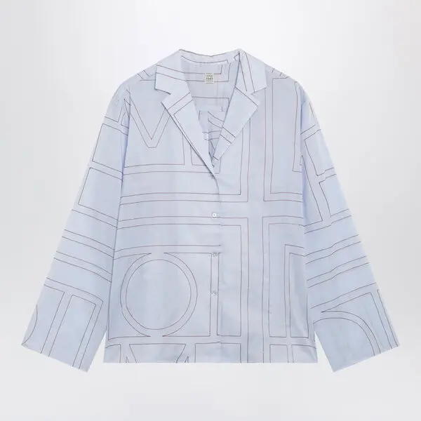 TOTEME Light Monogram Cotton-blend Pajama Shirt - Blue