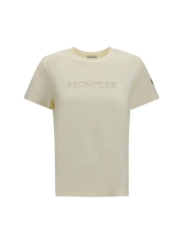 Moncler Cotton T-shirt With A Tone On Tone Embroidered Logo - Multicolor
