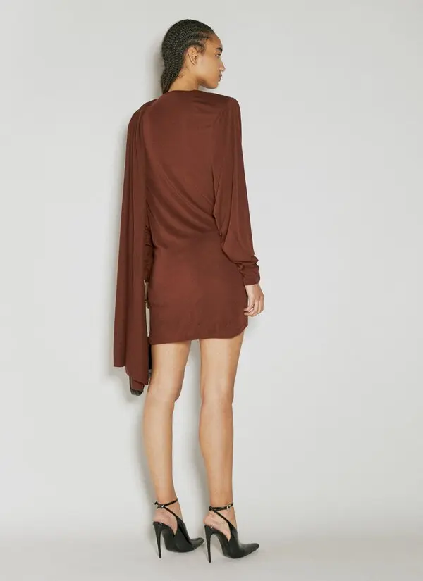 Saint Laurent Draped Wool Dress - Red