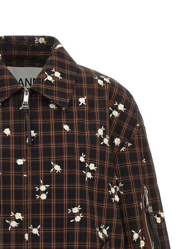 GANNI Check Flower' Bomber Jacket