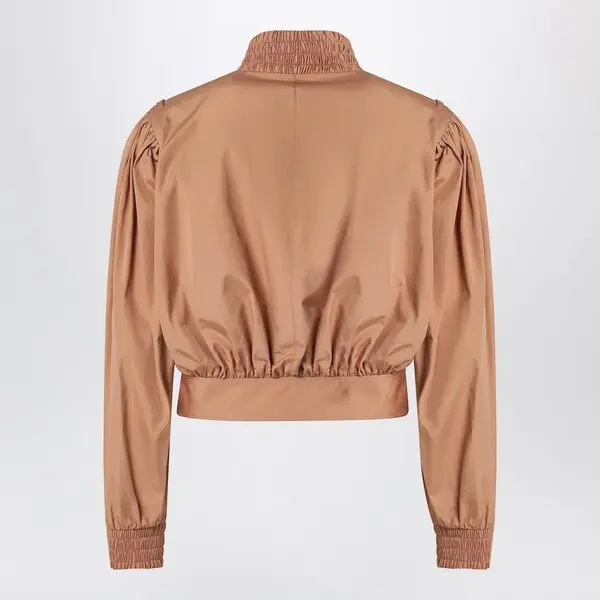 Chloé Ruched Short Cotton Poplin Jacket In Reef Shell