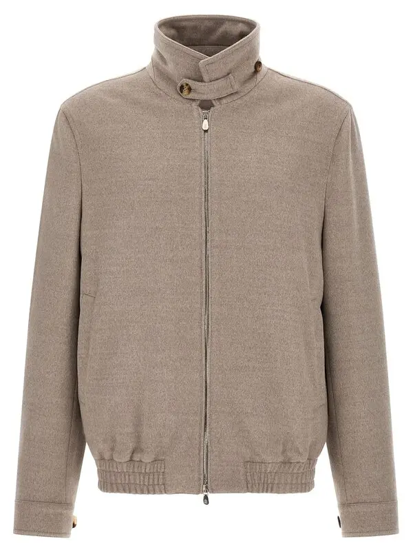 Brunello Cucinelli Virgin Wool Beaver Bomber Jacket - Cream