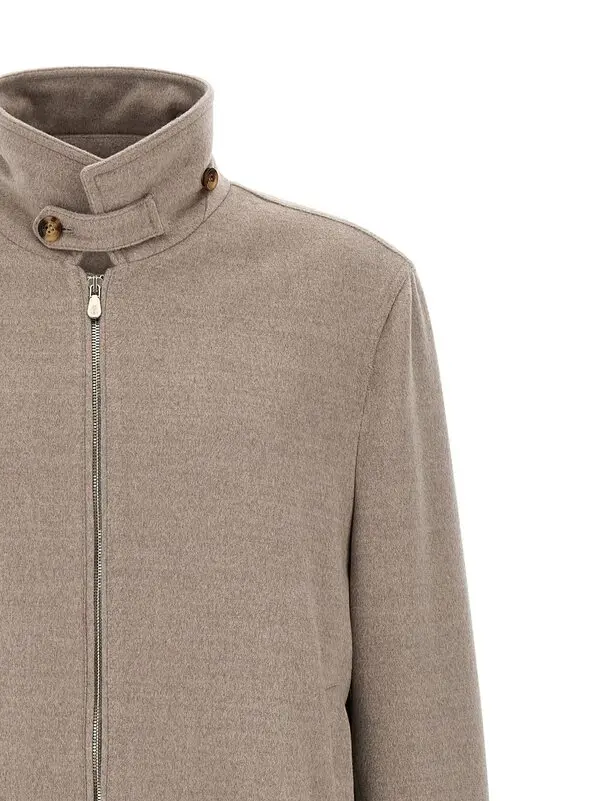 Brunello Cucinelli Virgin Wool Beaver Bomber Jacket - Cream