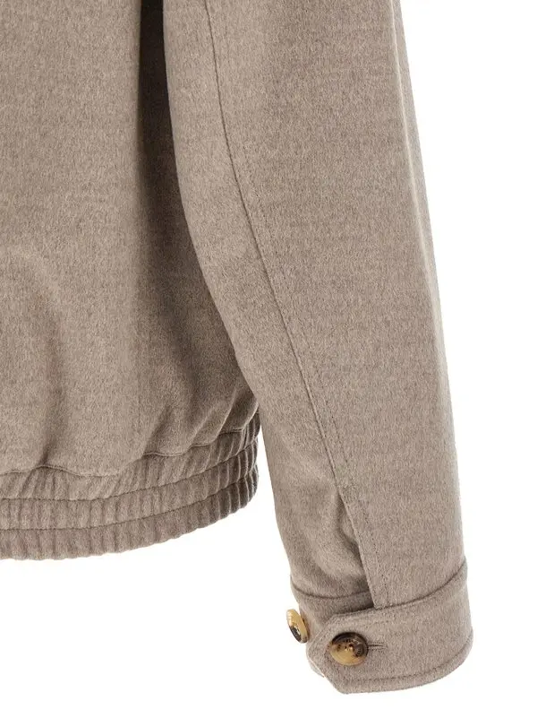 Brunello Cucinelli Virgin Wool Beaver Bomber Jacket - Cream