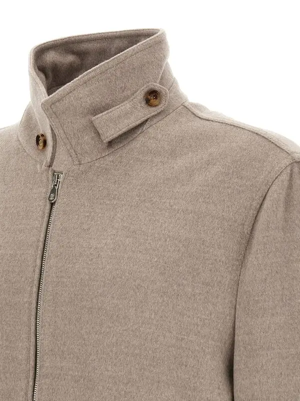 Brunello Cucinelli Virgin Wool Beaver Bomber Jacket - Cream