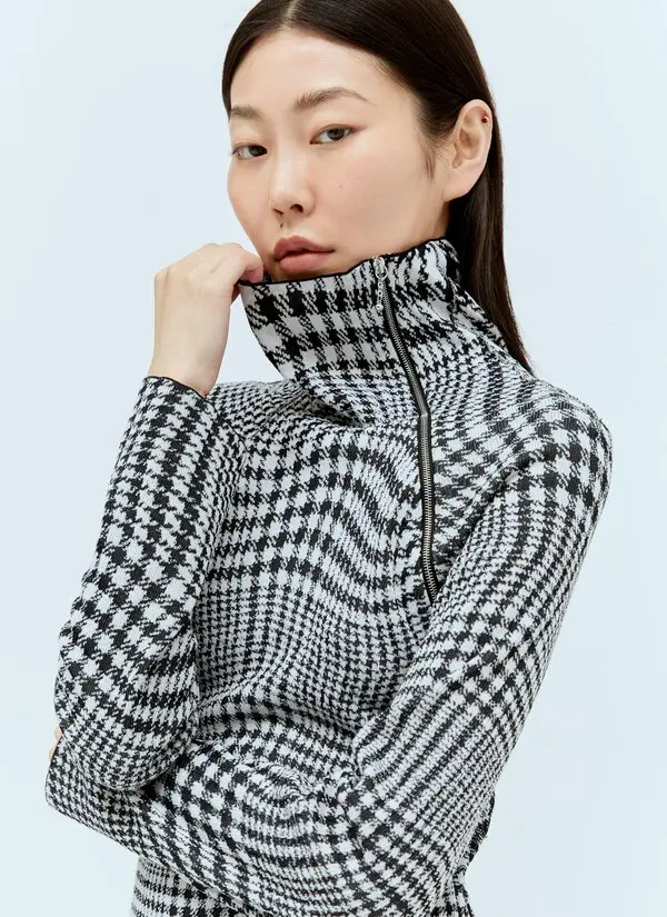 Burberry Warped Houdstooth Midi Dress