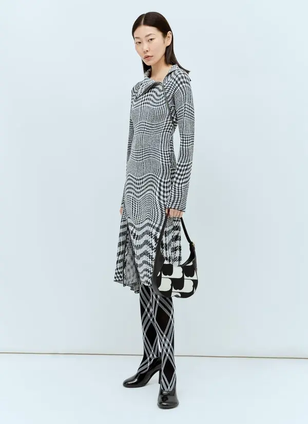 Burberry Warped Houdstooth Midi Dress