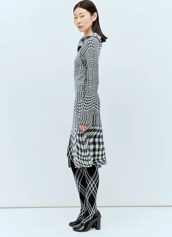 Burberry Warped Houndstooth Midi Dress - Gray