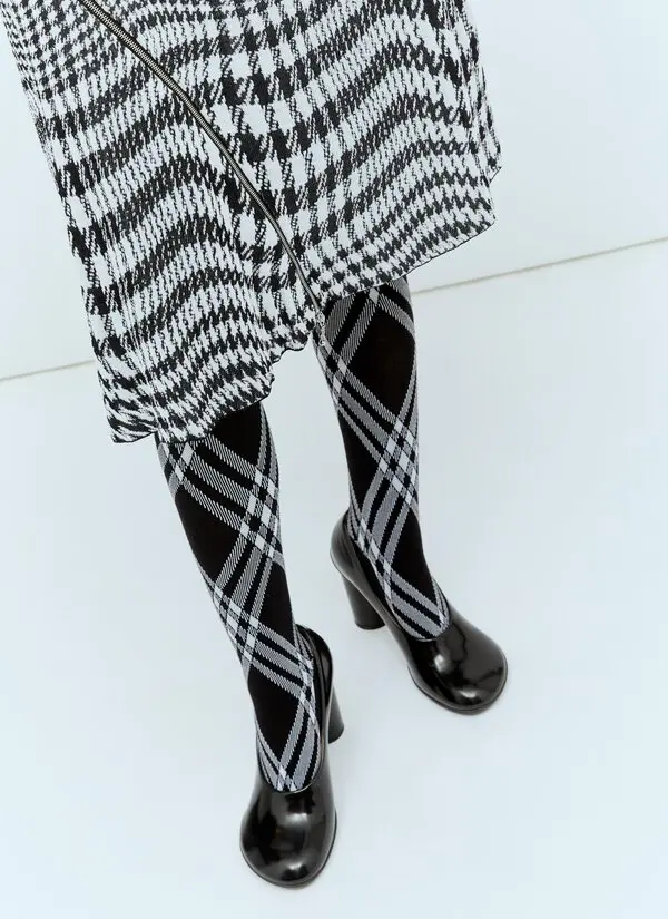 Burberry Warped Houndstooth Midi Dress - Gray