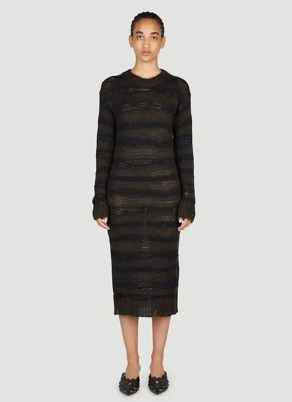 Acne Studios Ladder Knit Midi Dress - Brown