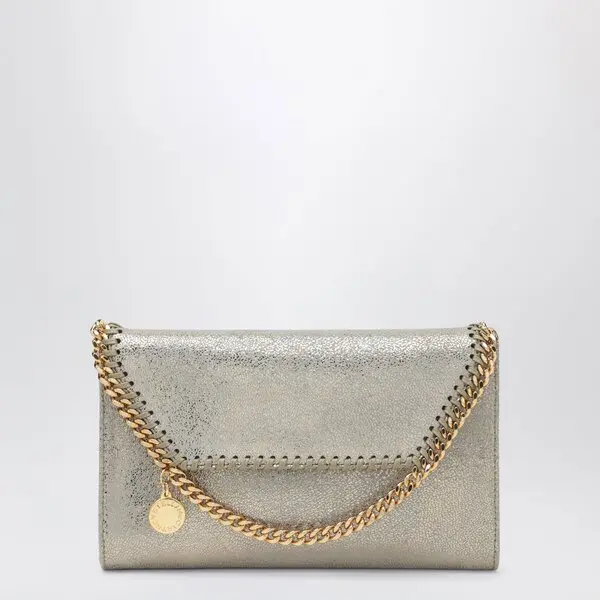 Stella McCartney Falabella Chain Wallet In Metallic Pyrite - Silver