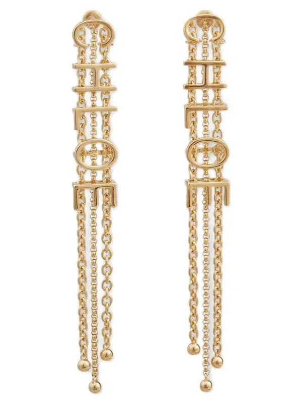 Chloé Lettering' Pendant Earrings - Gold