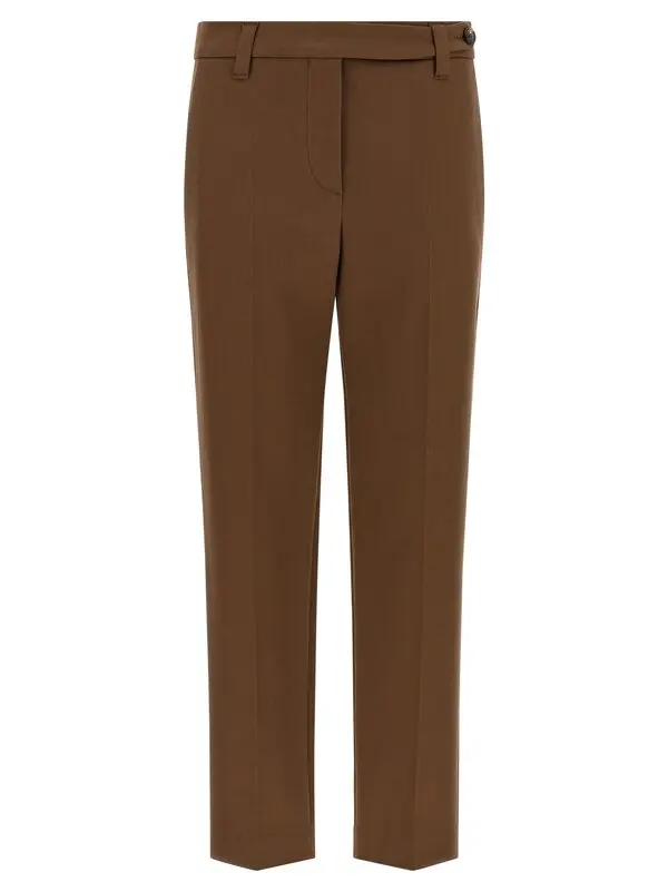 Brunello Cucinelli Monile Cotton Cropped Trousers - Brown