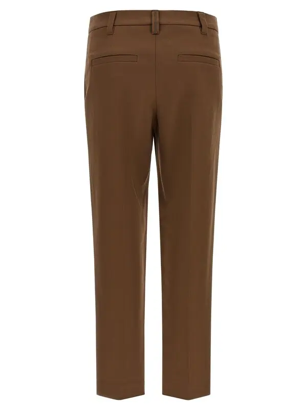 Brunello Cucinelli Monile Cotton Cropped Trousers - Brown