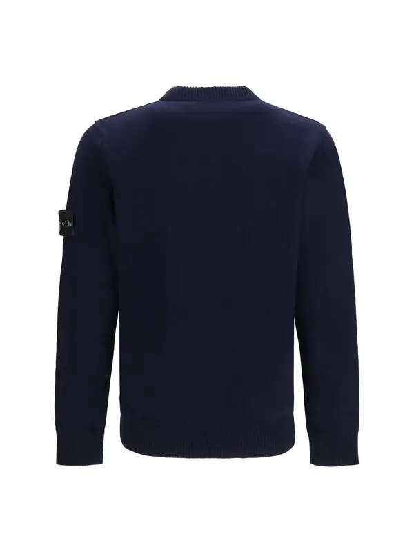 Stone Island Sweater Crewneck With Logo Patch On The Sleeve - Black