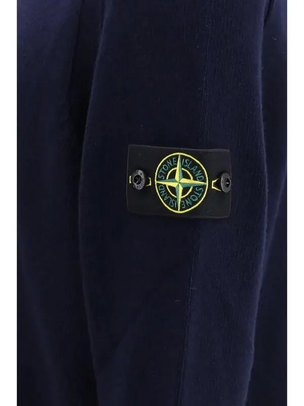 Stone Island Sweater Crewneck With Logo Patch On The Sleeve - Black