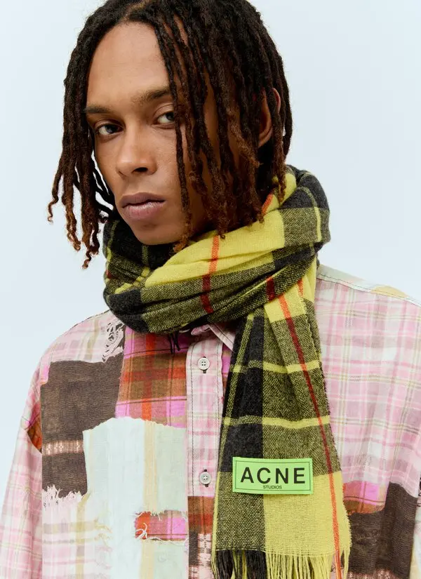 Acne Studios Check Fringe Scarf