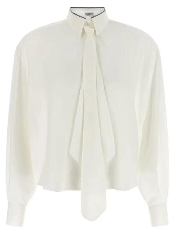 Brunello Cucinelli Shiny Collar' Shirt - White