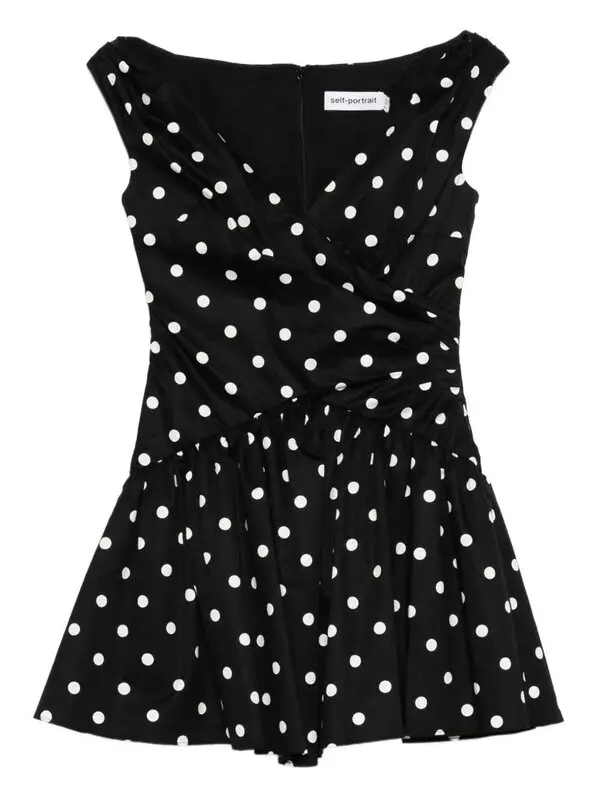 SELF-PORTRAIT Polka-dot V-neck Mini Dress