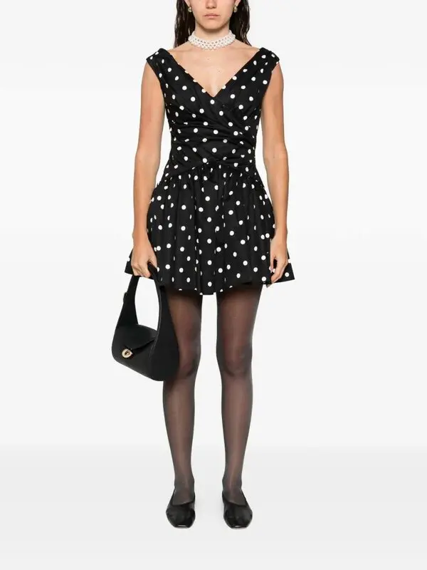 SELF-PORTRAIT Polka-dot V-neck Mini Dress