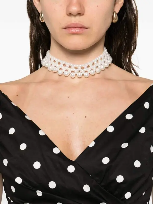 SELF-PORTRAIT Polka-dot V-neck Mini Dress