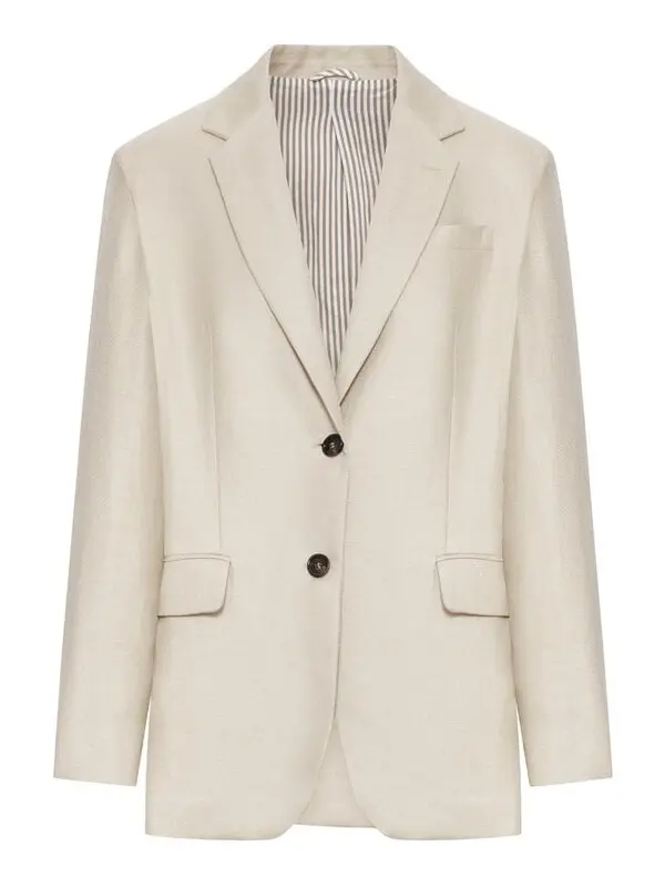 Brunello Cucinelli Single-breasted Tailored Linen Jacket