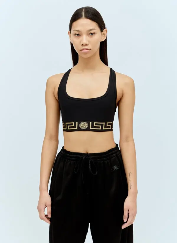Versace Greca Trim Sports Bra - Black