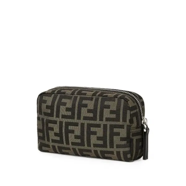 Fendi Micro Wash Bag In Superlight Ff Zucca Technical Fabric - Brown