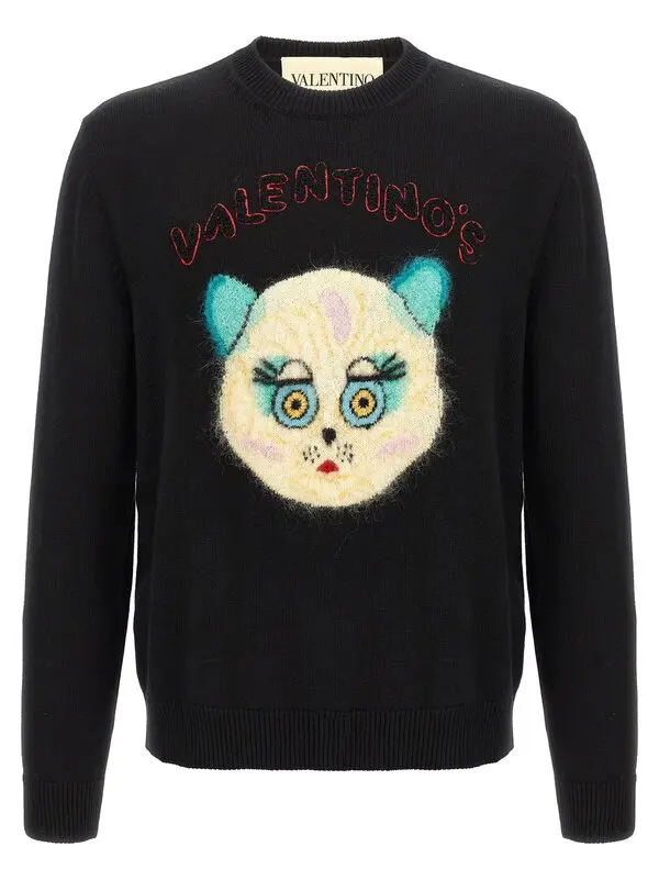 Valentino Garavani Wool And Cotton Blend Sweater - Black