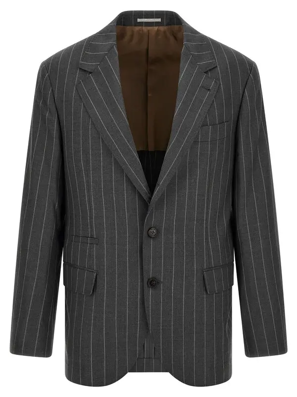 Brunello Cucinelli Pinstripe Blazer - Gray
