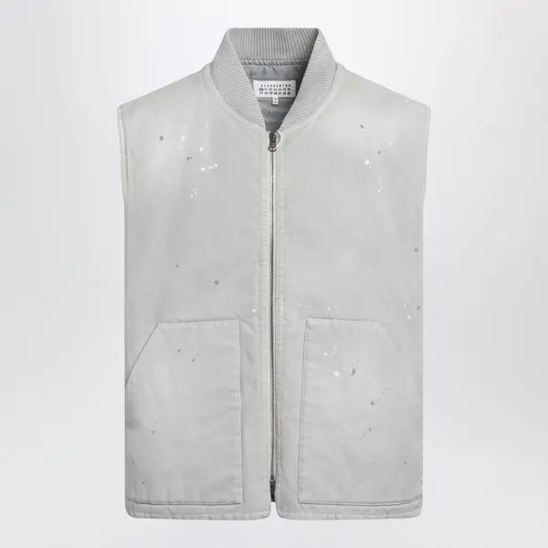MAISON MARGIELA Vintage Pearl Grey Vest With Paint-effect Details - Gray