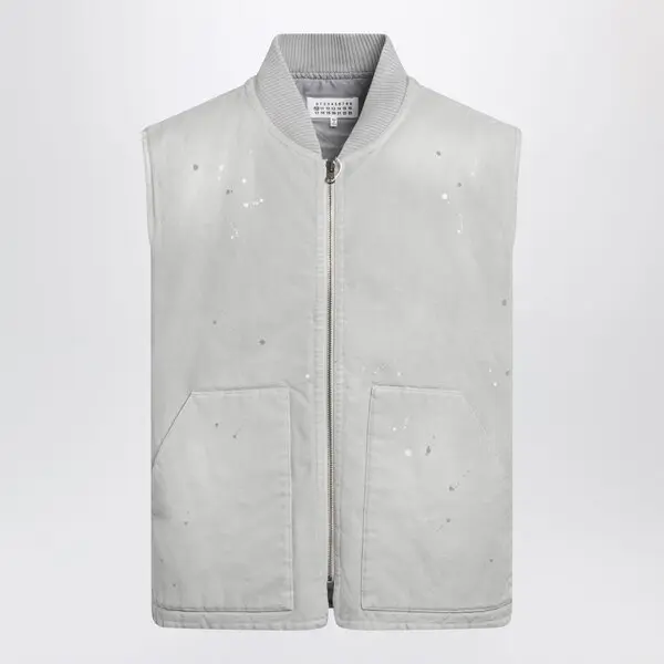 MAISON MARGIELA Vintage Pearl Grey Vest With Paint-effect Details - Gray
