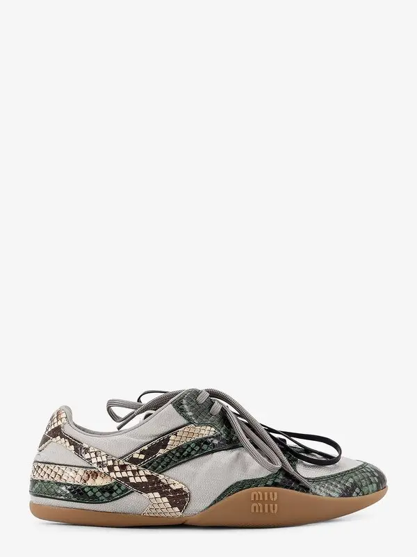 Miu Miu Gymnasium Technical Fabric And Python-print Aisley Sneakers - Multicolor