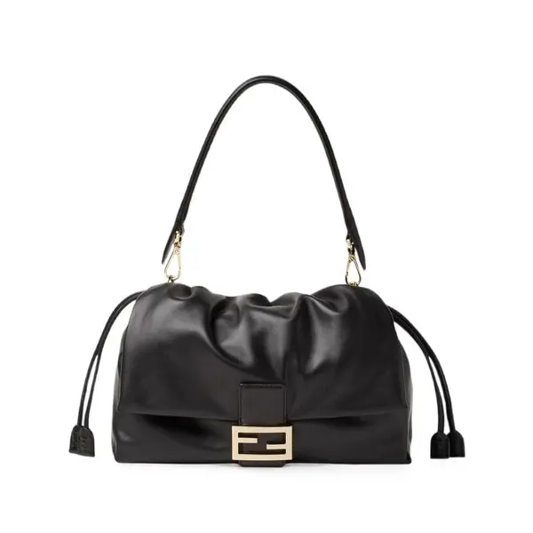Fendi Nappa Leather Shoulder Bag - Black