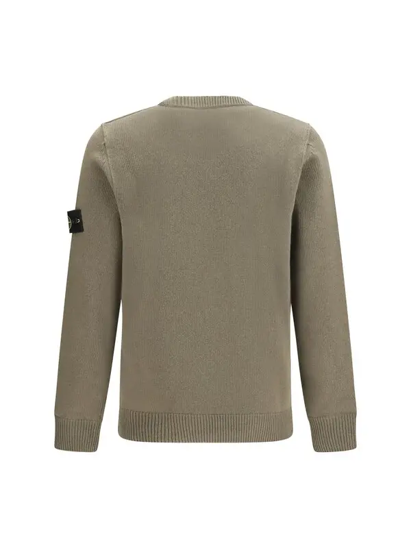 Stone Island Sweater Crewneck With Logo Patch On The Sleeve - Green