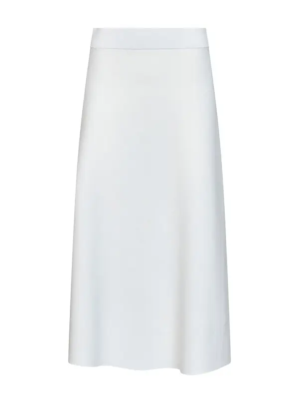 Max Mara White Viscose Crepe Mxmfuggito Flared Midi Skirt - Multicolor