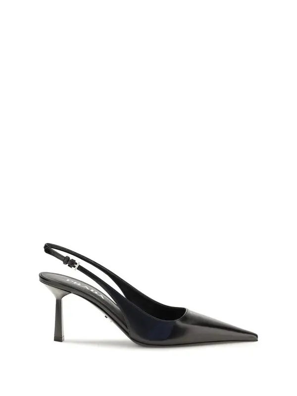Prada Leather Slingback Pumps - Black