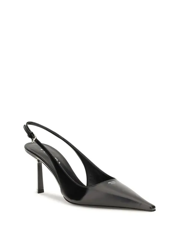 Prada Leather Slingback Pumps - Black
