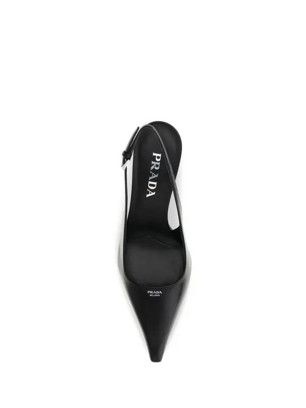Prada Leather Slingback Pumps - Black