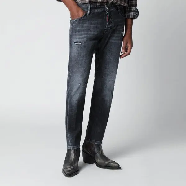 Dsquared2 Slim Washed Jeans With Distressed Details - Black
