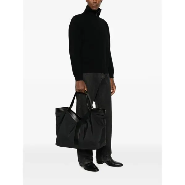 Saint Laurent Calfskin Trim Tote Bag - Black