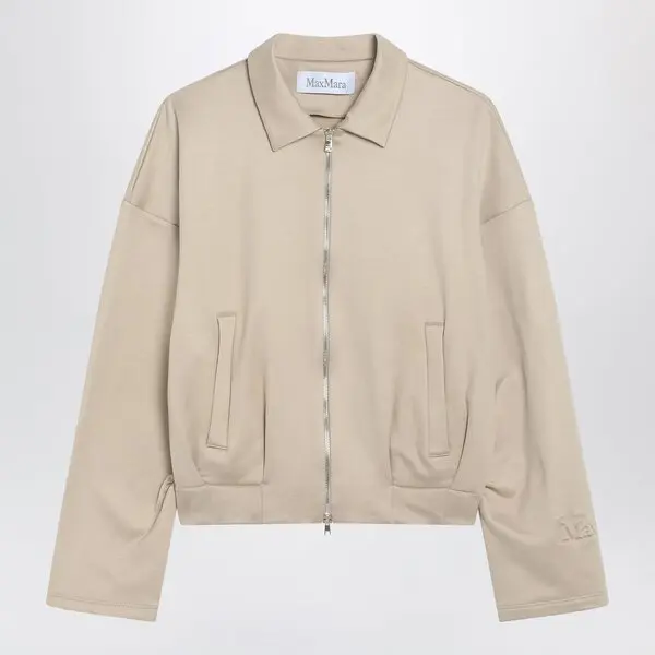 Max Mara Beige Cropped Sweatshirt In Silk Blend