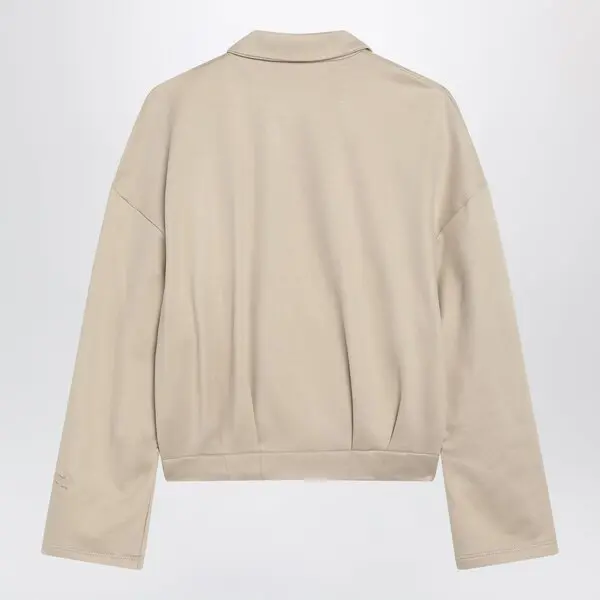 Max Mara Beige Cropped Sweatshirt In Silk Blend