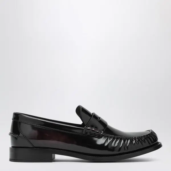 Prada Cordovan Polished Leather Loafers - Brown
