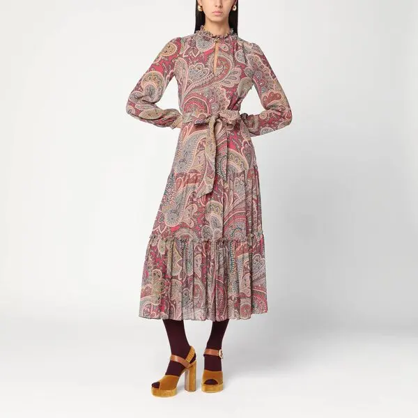 Etro Long Dress With Paisley Print - Multicolor