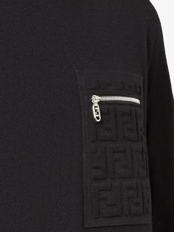 Fendi Virgin Wool Sweater With Embossed Ff Motif - Multicolor